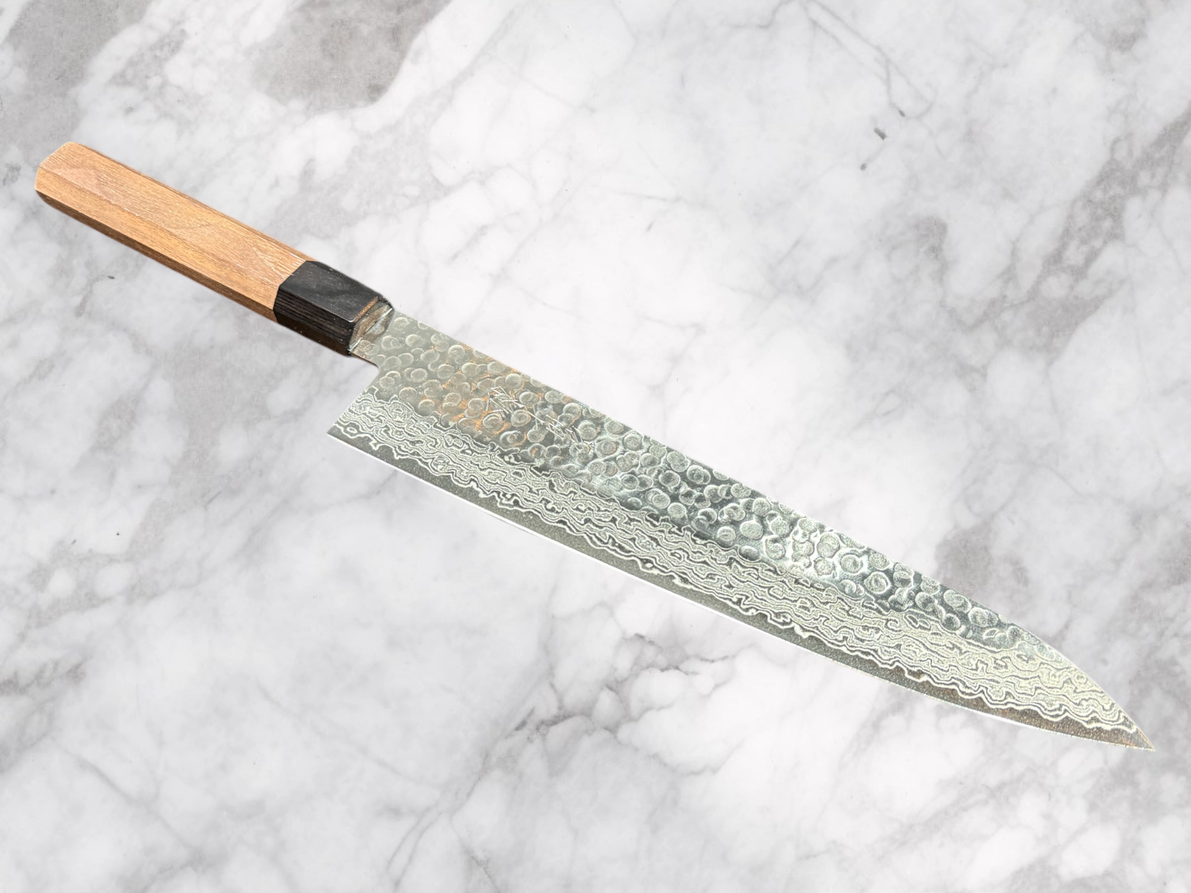 FUJIKIWAMI Tsuchime-Damascus HIT Gyuto knife Walnut handle 240mm | 富士 ...
